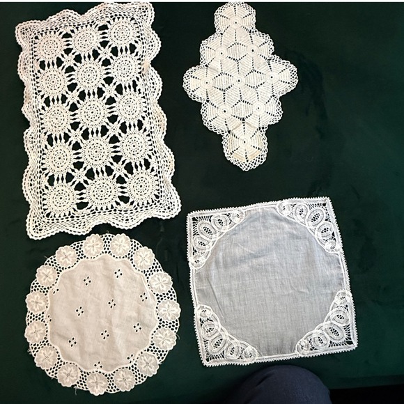 Dining | Vintage White Lace Doilies Set Of 4 Handmade Crochet ...